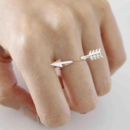 Open Piercing Arrow Ring In 2 Colors- Adjustable Ring, R0495G on Luulla