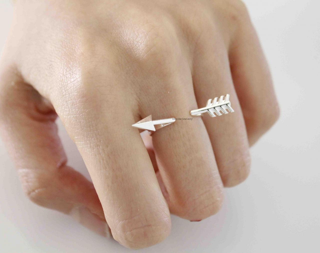 Open Piercing Arrow Ring In 2 Colors- Adjustable Ring, R0495G on Luulla