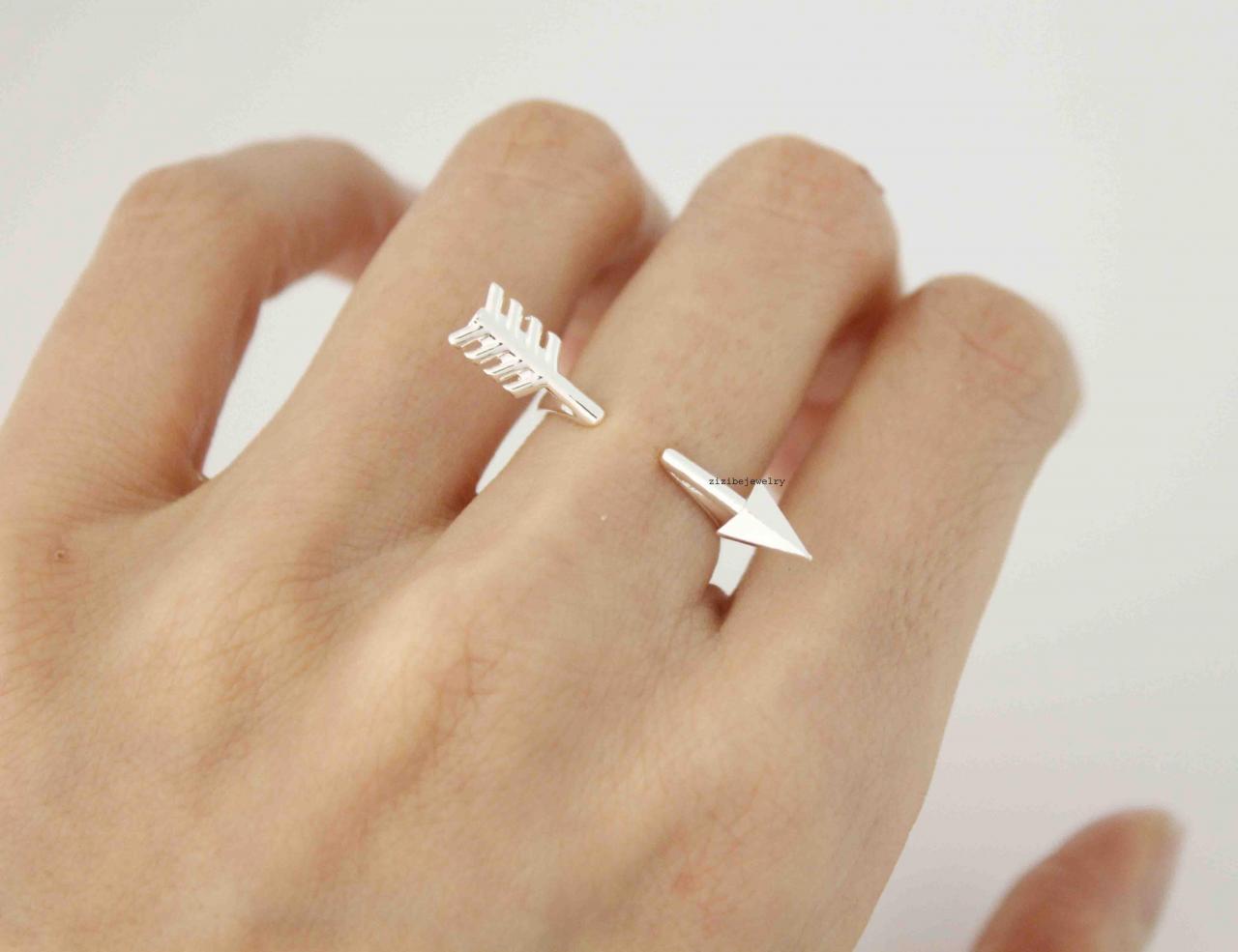 Open Piercing Arrow Ring In 2 Colors- Adjustable Ring, R0495G on Luulla