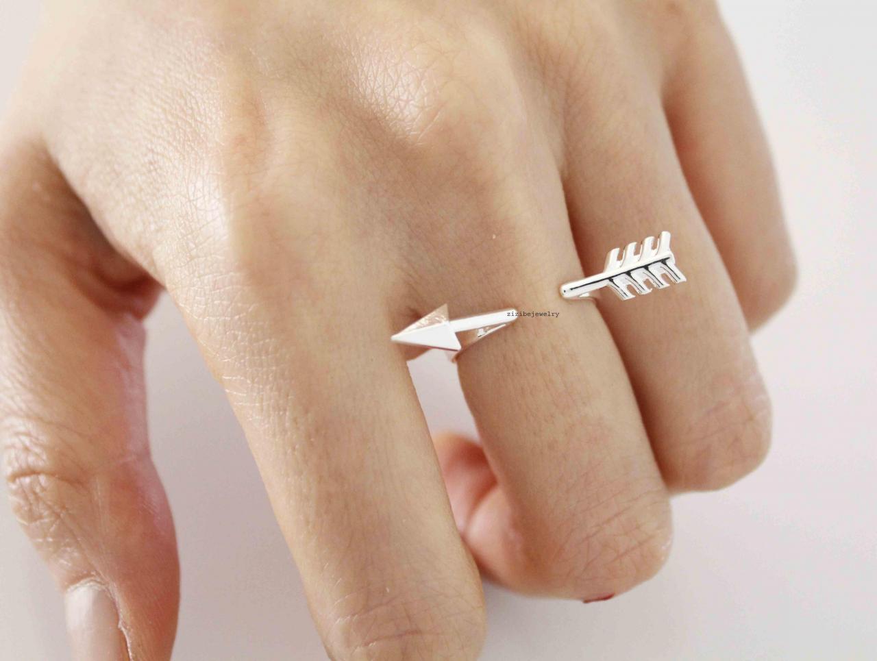 Open Piercing Arrow Ring In 2 Colors- Adjustable Ring, R0495G on Luulla