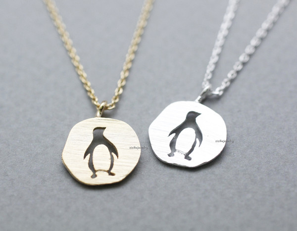 Lovely Cutout Penguin Medal Necklace In Gold /silver, N0815G on Luulla