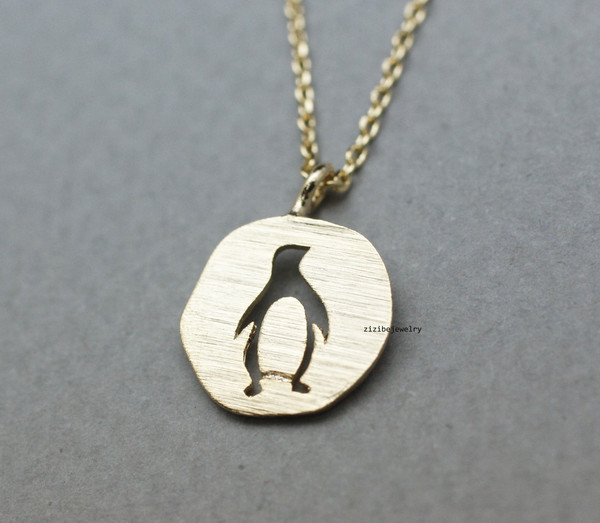 Lovely Cutout Penguin Medal Necklace In Gold /silver, N0815G on Luulla