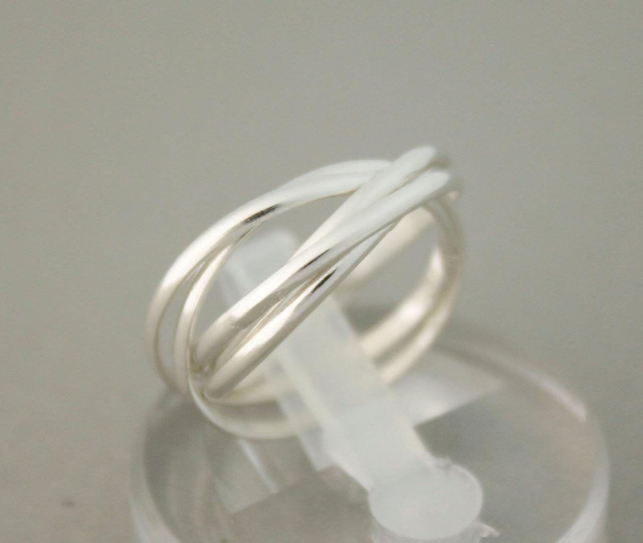 925 Sterling Silver 5 Combined Interlocking Band Ring, R0714s on Luulla