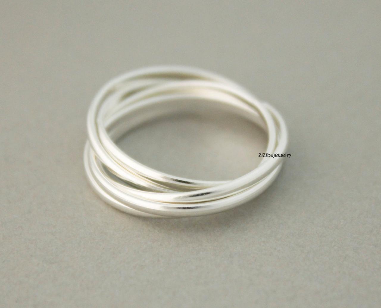 925 Sterling Silver 5 Combined Interlocking Band Ring, R0714s on Luulla