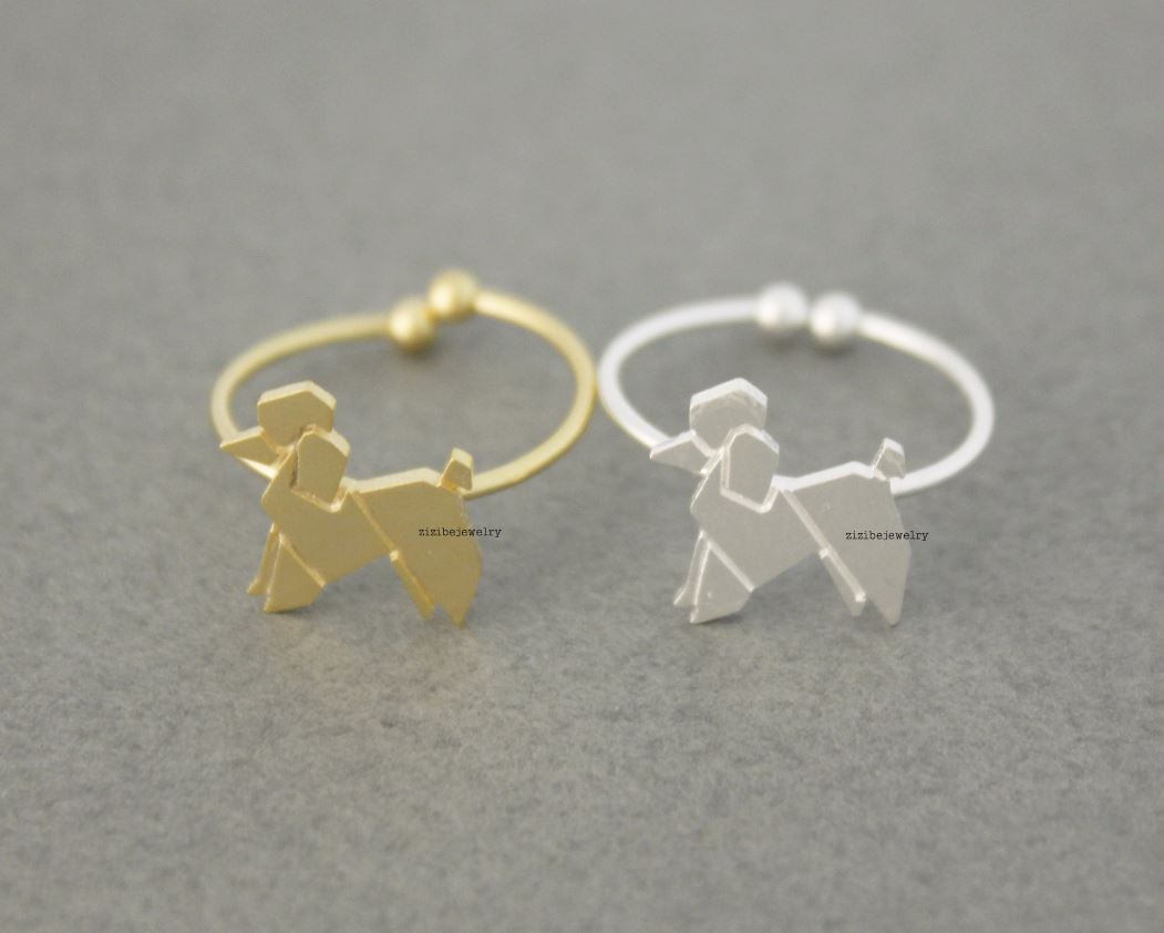 Origami Lovely Balloon Poodle Dog Ring Adjustable Ring on Luulla