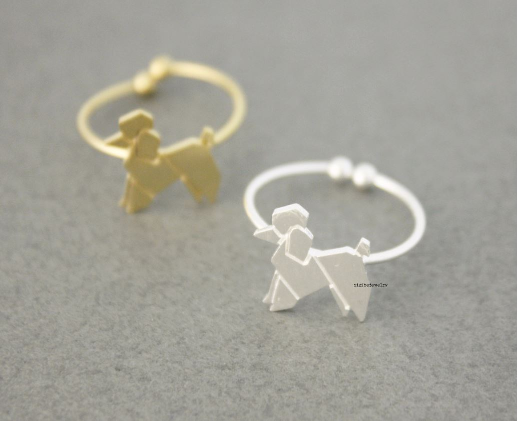 Origami Lovely Balloon Poodle Dog Ring Adjustable Ring on Luulla