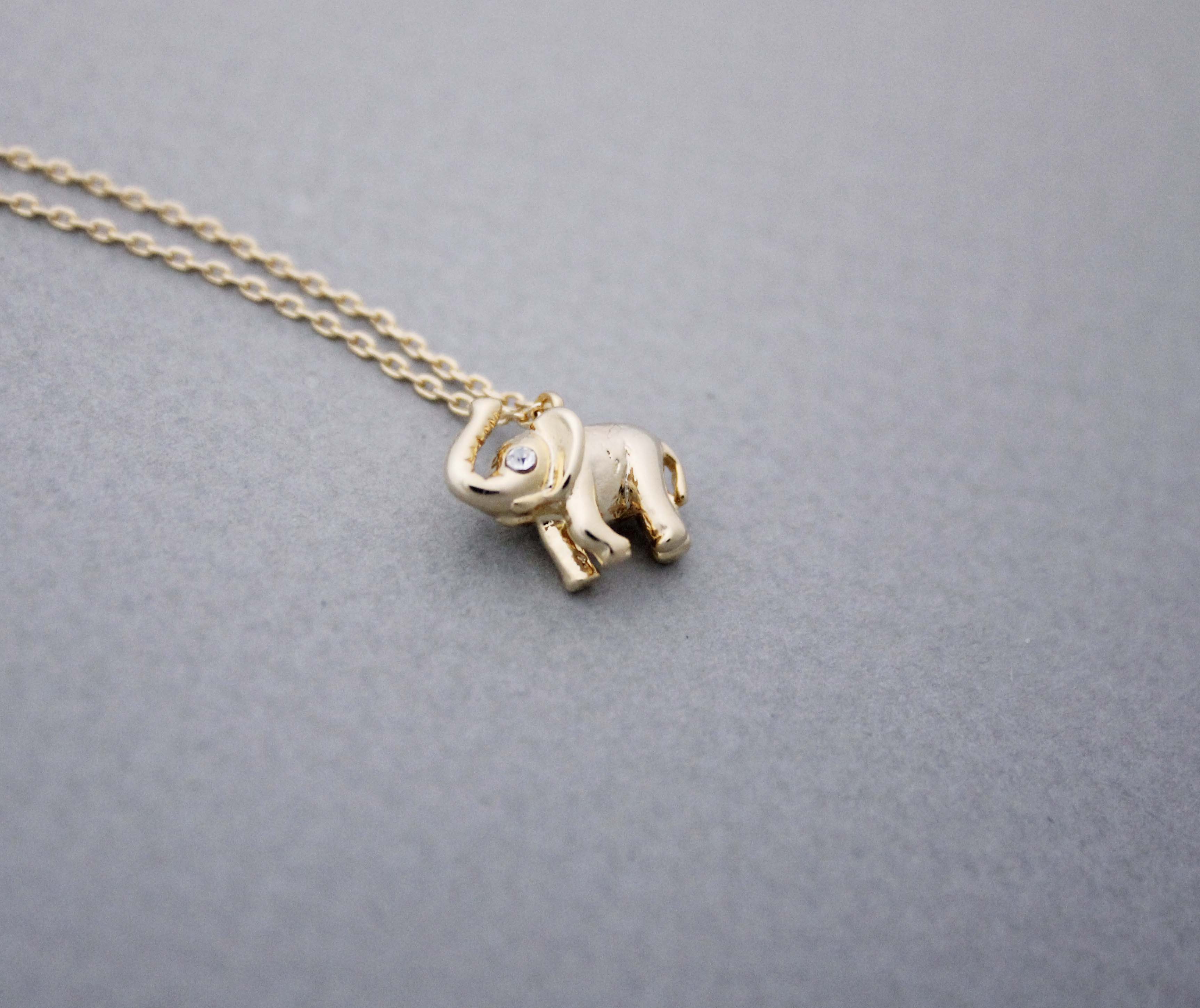 Tiny Elephant Pendant Necklace Detailed With Cz Silver/ Gold, N1023g on ...