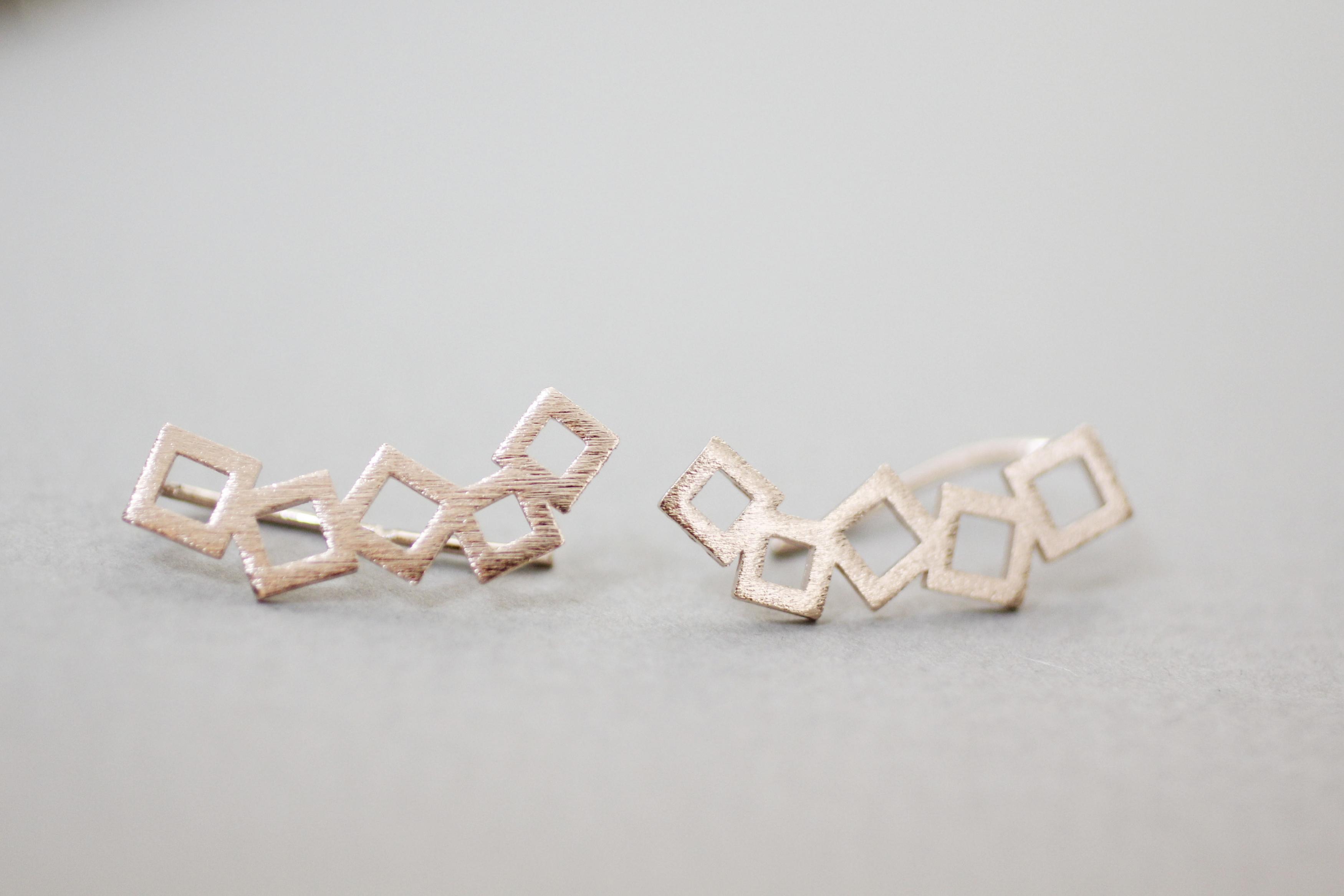 Geometric Square Ear Pins, Open Square Line Ear Pin, Open Square Ear ...
